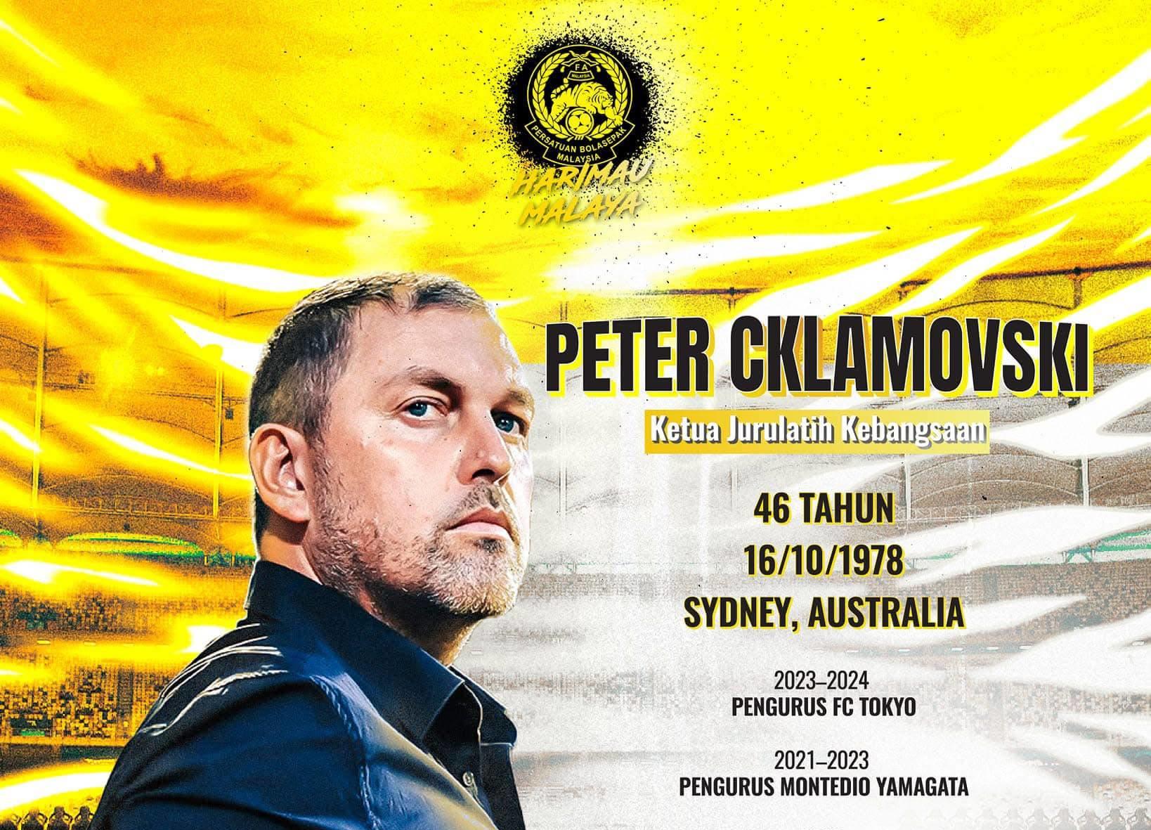 Peter Cklamovski jurulatih baharu Harimau Malaya